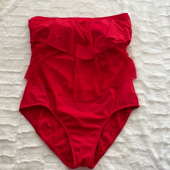 Jantzen | Swim | Red Strapless Bathing Suit One Piece Swimsuit | Poshmark
